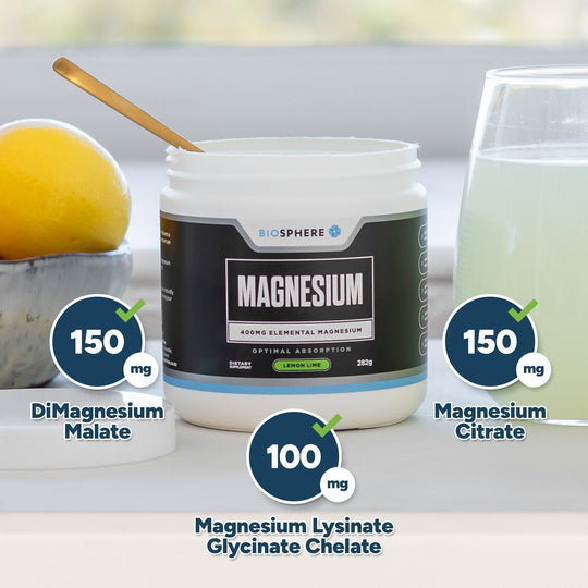 Buy Magnesium Powder NZ | Triple-Form 400mg Supplement | Biosphere ...